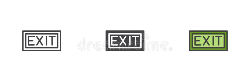 Exit Sign Different Style Icon Set Stock Vector - Illustration of ...
