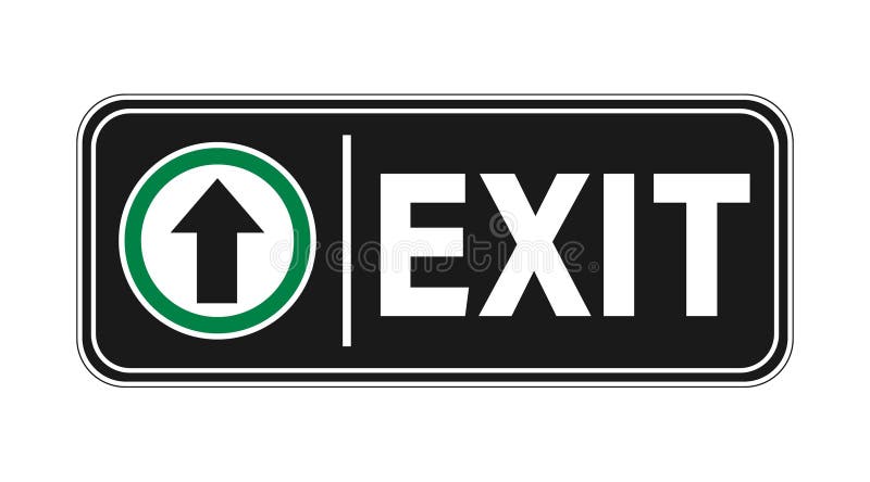 Exit Sign, Directional Arrow Inside a Green Border Circle. Text ...