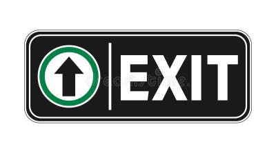 Exit Sign, Directional Arrow Inside a Green Border Circle. Text ...