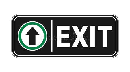 Exit Sign, Directional Arrow Inside a Green Border Circle. Text ...