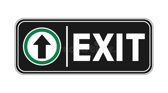 Exit Sign, Directional Arrow Inside a Green Border Circle. Text ...