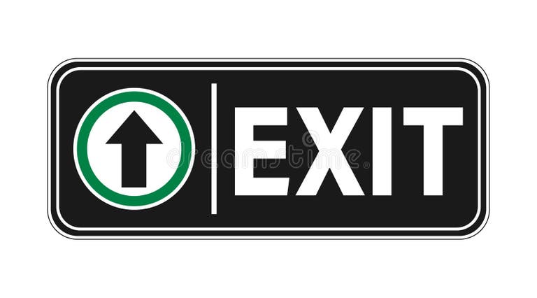 Exit Sign, Directional Arrow Inside a Green Border Circle. Text ...