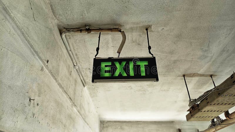Exit sign, emergency stair stock photo. Image of white - 245510770