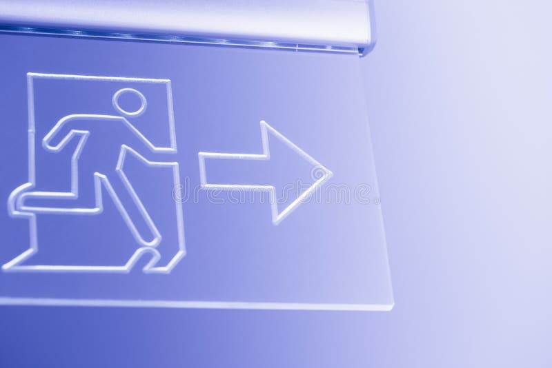 Exit Sign. Emergency Way Out Light Sing Stock Photo - Image of ...