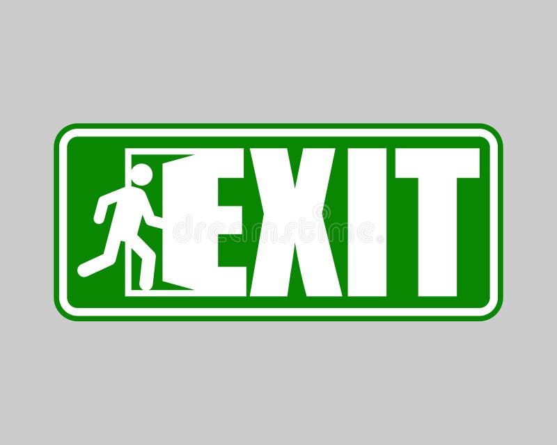 Exit Sign Evacuation Icon. Man Exiting Door Symbol Stock Vector ...