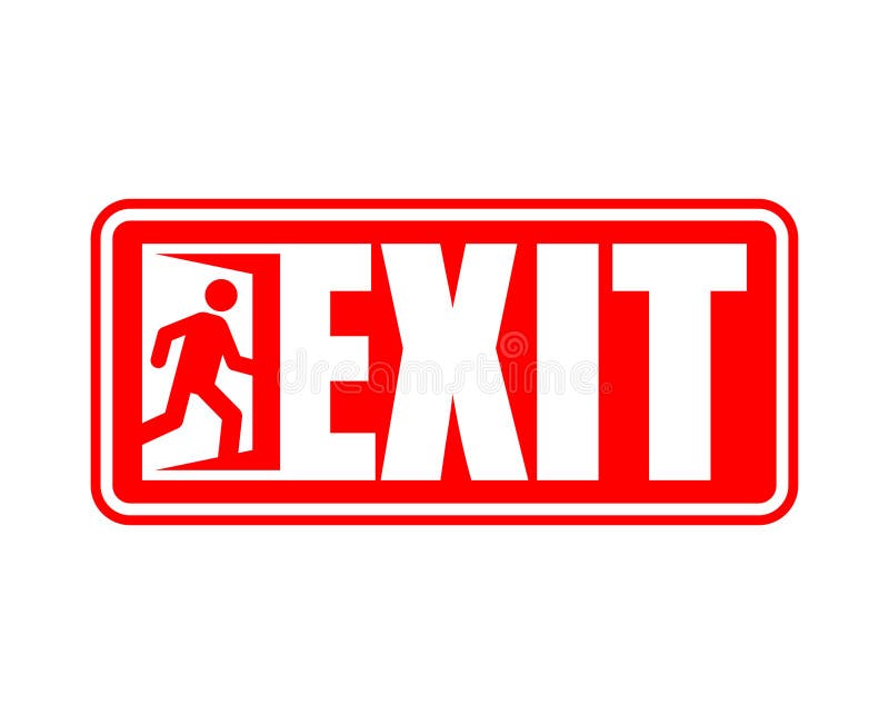 Exit Sign Evacuation Icon. Man Exiting Door Symbol Stock Vector ...
