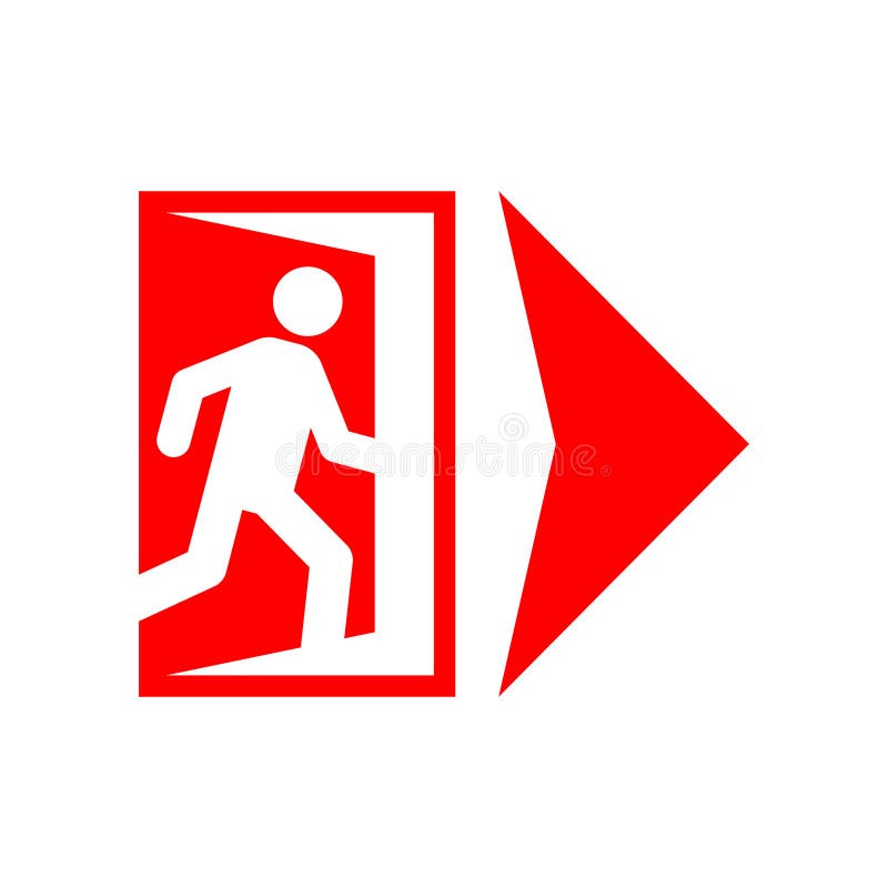 Exit Sign Evacuation Icon. Man Exiting Door Symbol Stock Illustration ...