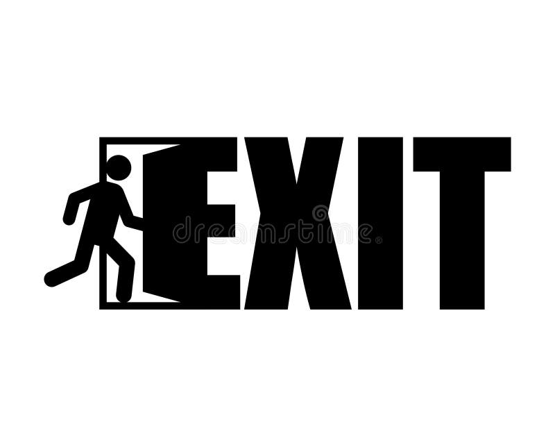 Exit Sign Evacuation Icon. Man Exiting Door Symbol Stock Vector ...