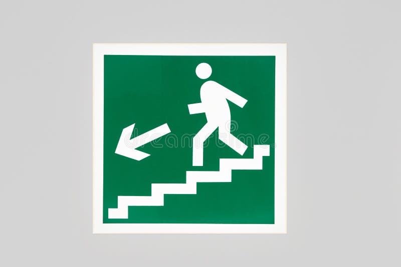 The Exit Sign during a Fire with a Graphic Man and a Staircase Stock ...