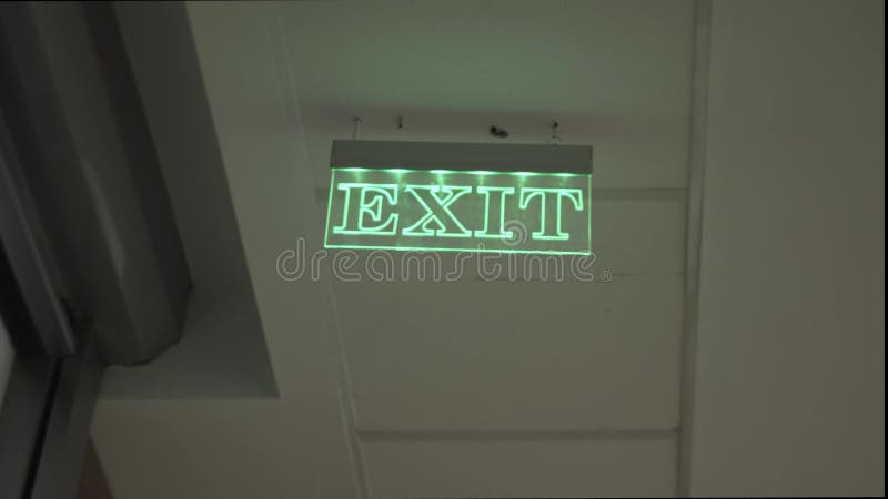Exit Sign with Fluorescent Lamp in Office Stock Video - Video of travel ...