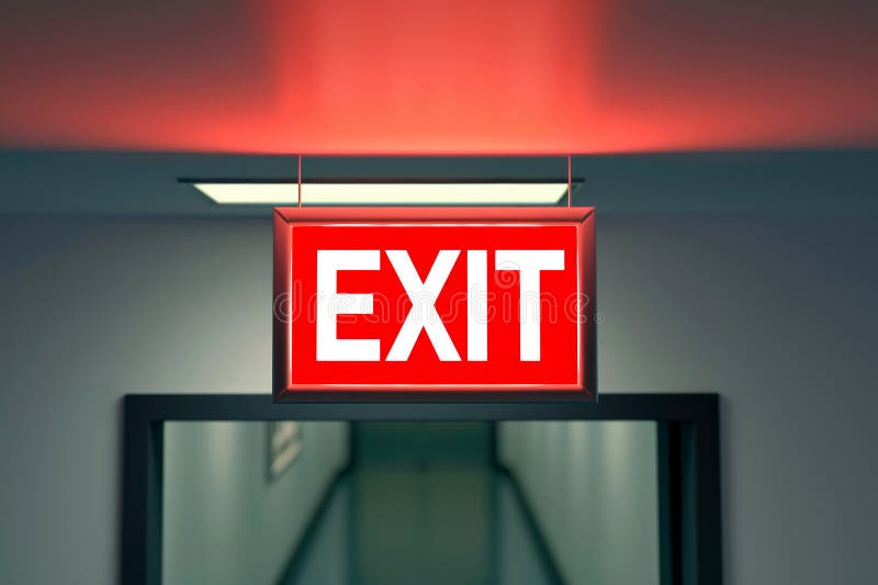 The Exit Sign Glowing in Red Shows the Word EXIT To Doorway. Generative ...