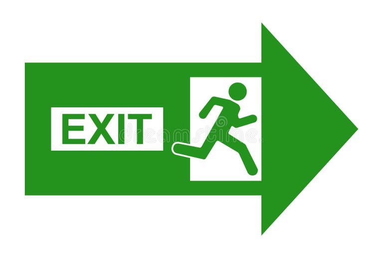 Exit Sign, Green Emergency Exit Sign Isolated on White Background ...