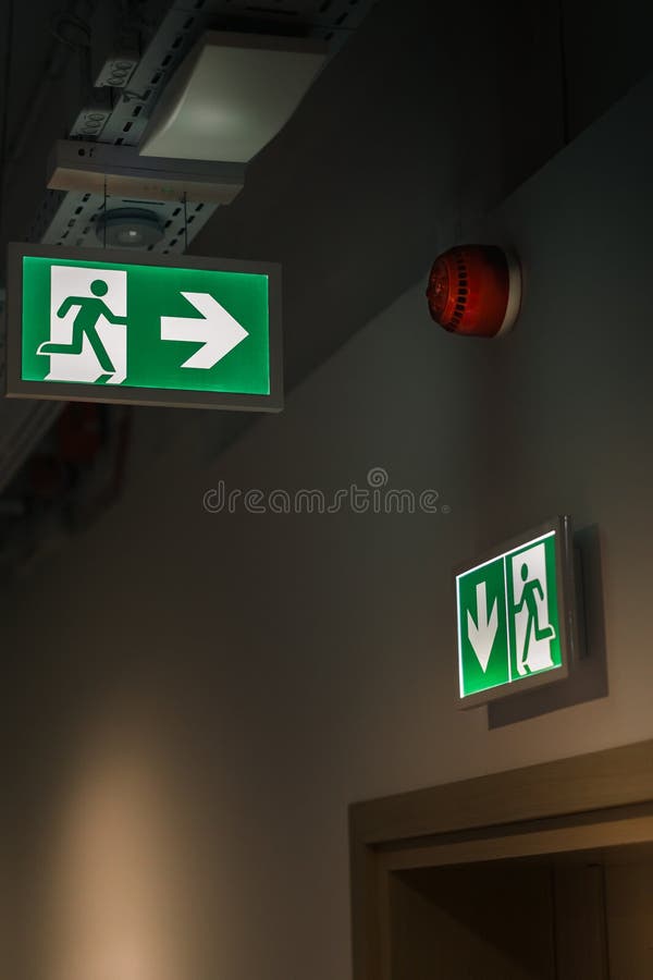 Exit Sign Hotel Business Office Interior Illuminated Sign Stock Photo ...