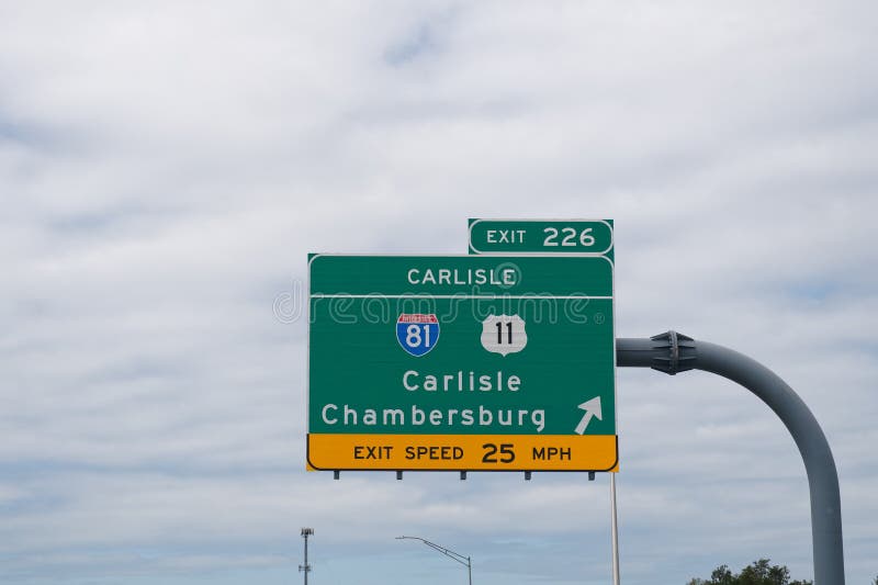 Exit 226 Sign on I-76 Pennsylvania Turnpike for Interstate 81 and US 11 ...