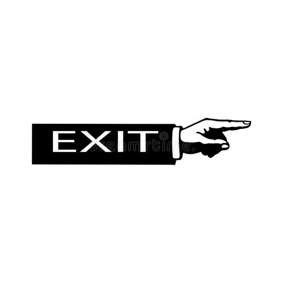 Exit Sign Icon. Hand Pointing Vector. Black Direction Shape. Vintage ...