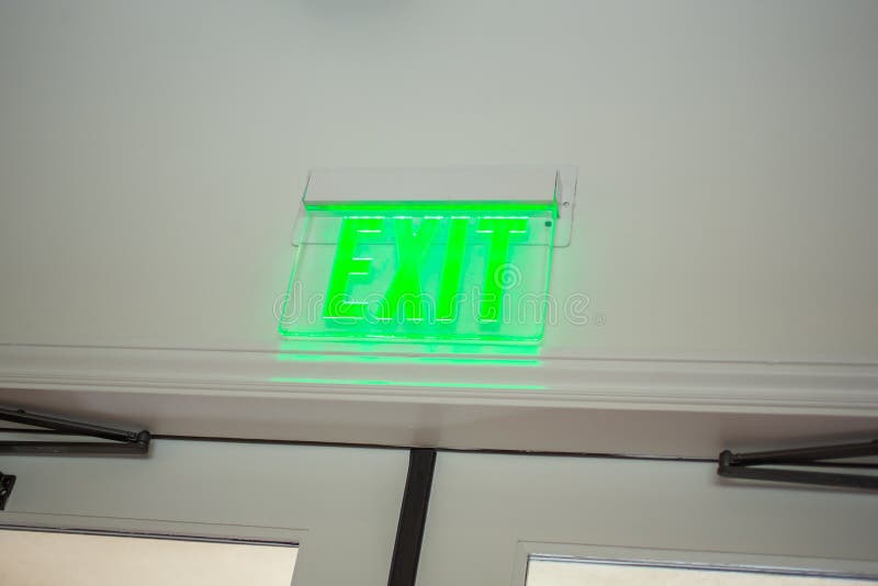 Exit Sign Inside a Building Stock Image - Image of emergency, hazard ...