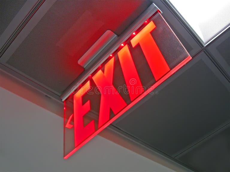 Exit Emergency Sign Inside of Silver Surface, Rescue Red Led Light ...