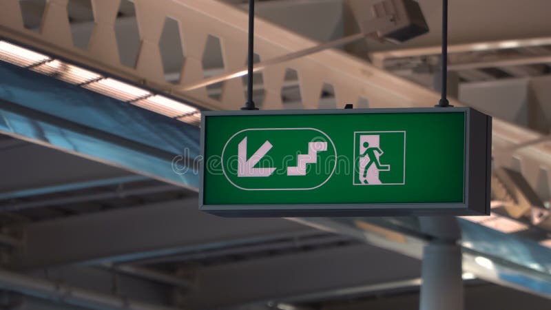 Exit Sign at International Airport Stock Video - Video of doorway ...