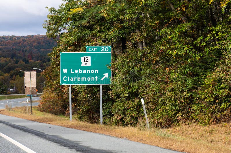 Exit Sign on Interstate 89 for Exit 20 Stock Image - Image of hampshire ...