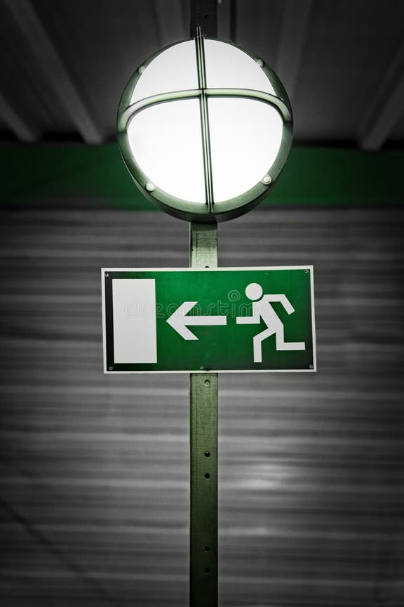Exit sign with lamp stock image. Image of emergency, ceiling - 31455863