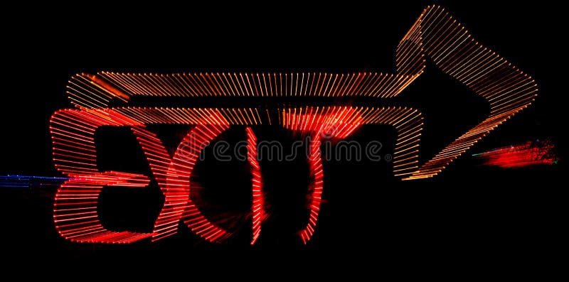 EXIT Sign Made of Christmas Lights Stock Image - Image of reflection ...