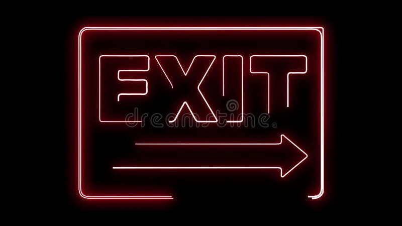 Exit Sign Neon Light Flickering on Black Background. Stock Video ...