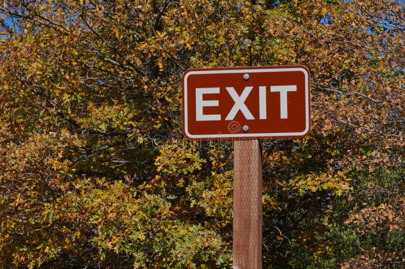 Exit Sign in the Outdoors stock image. Image of outdoors - 162255309