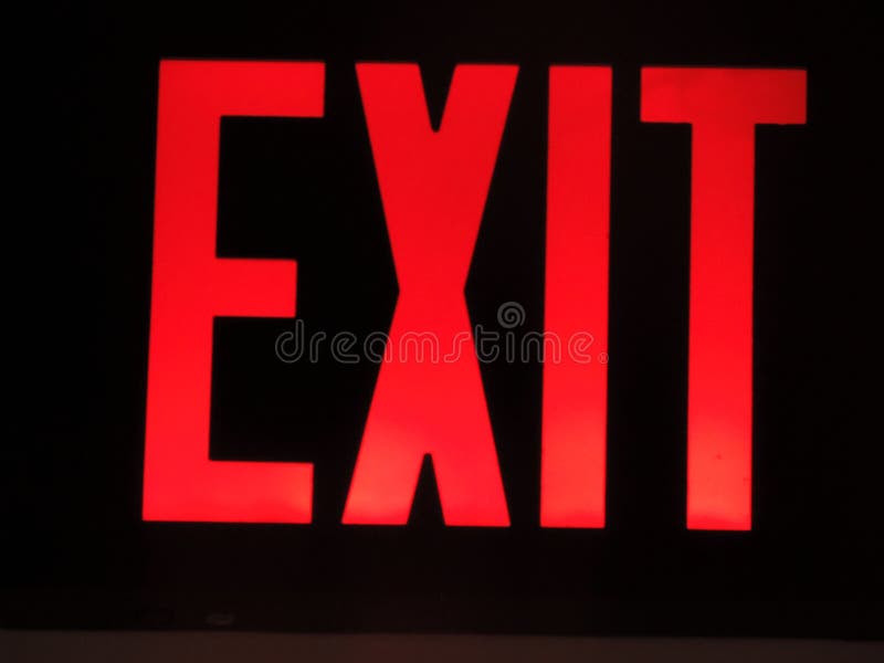 Glowing Red Exit Sign United Kingdom European Union Stock Photo - Image ...