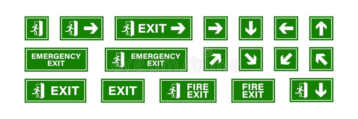Emergency Exit Icons Set Stock Illustrations – 1,884 Emergency Exit ...