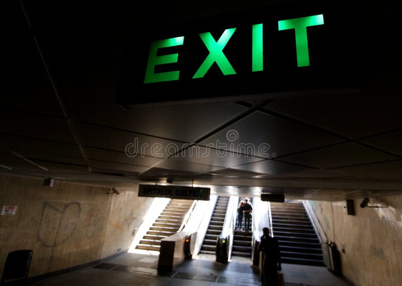 Exit Sign - University Passage - Downtown Bucharest Editorial Image ...