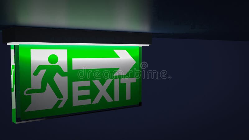 The Exit Sign for Background Concept 3d Rendering Stock Illustration ...