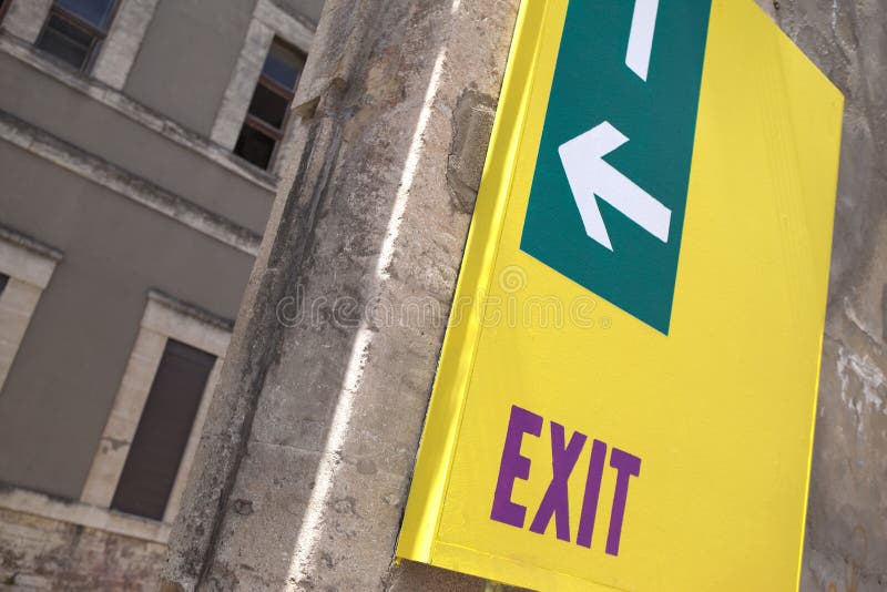 Exit sign stock image. Image of left, wall, panel, sign - 49630603