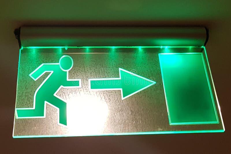 Exit Sign this Way Green the Bottom View Stock Photo - Image of ...