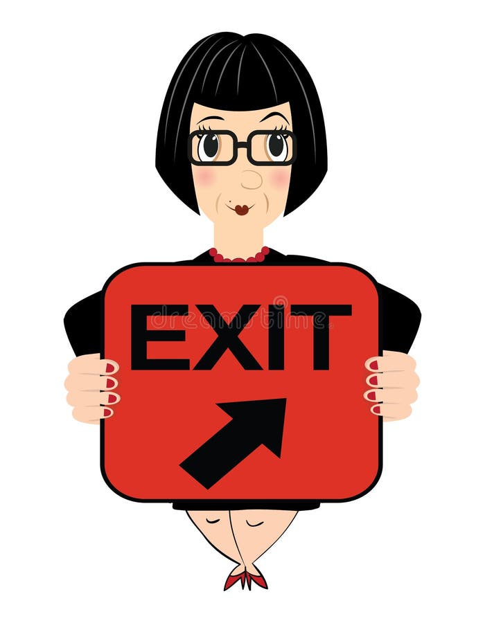Comic cartoon exit sign stock illustration. Illustration of happy ...