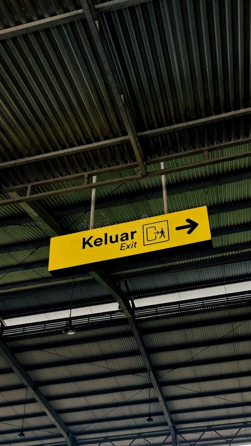 Exit Signs for Passengers at the Train Station. Stock Image - Image of ...