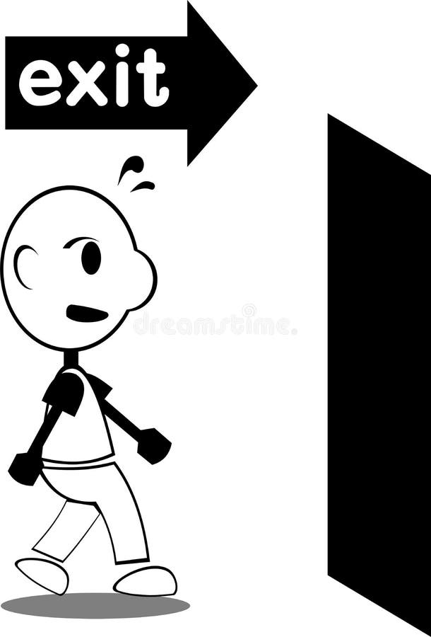 Exit Sign Cartoon stock vector. Illustration of silhouette - 58423235