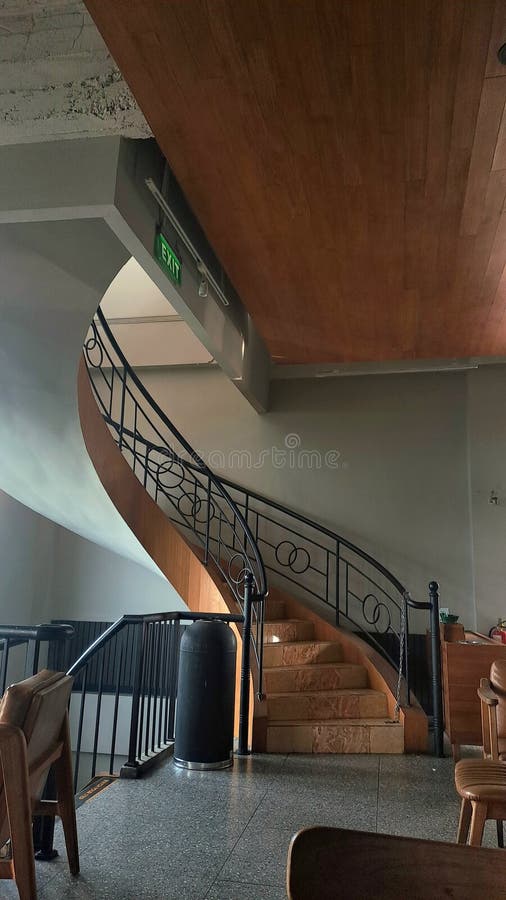 Exit Stairs at Cafe, Interior Stair Stock Image - Image of exit, stair ...