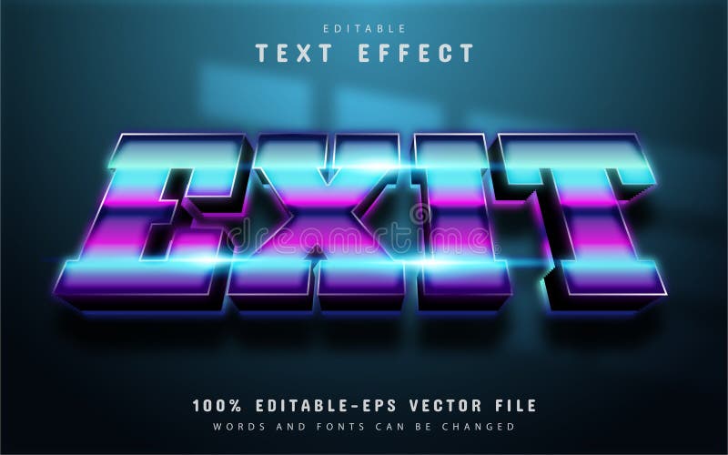 Exit Text, 3d Neon Style Text Effect Stock Vector - Illustration of ...