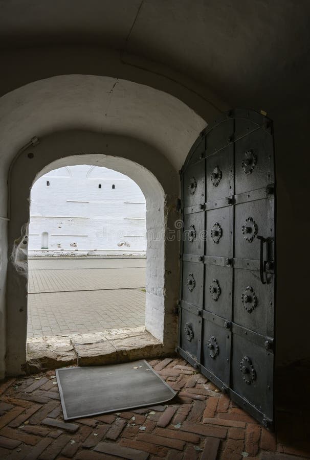 Exit To the Courtyard of a Medieval Monastery with an Arched Corridor ...