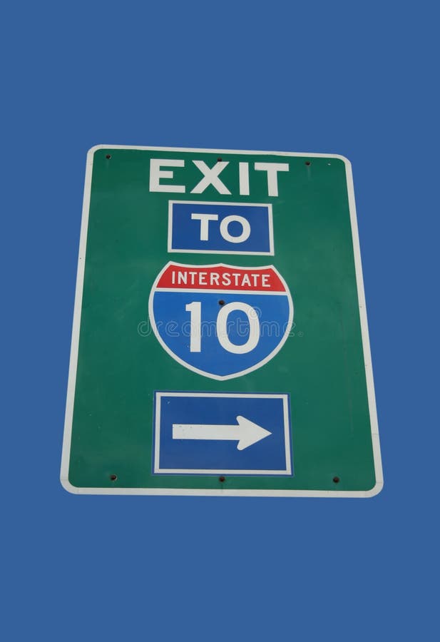Exit to Interstate 10 sign stock image. Image of sign - 3414151