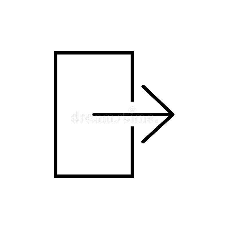 Exit Vector Icon, Outline Style, Isolated on White Background. Stock ...