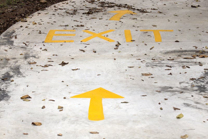 Exit way and arrow sign stock photo. Image of pavement - 46451708