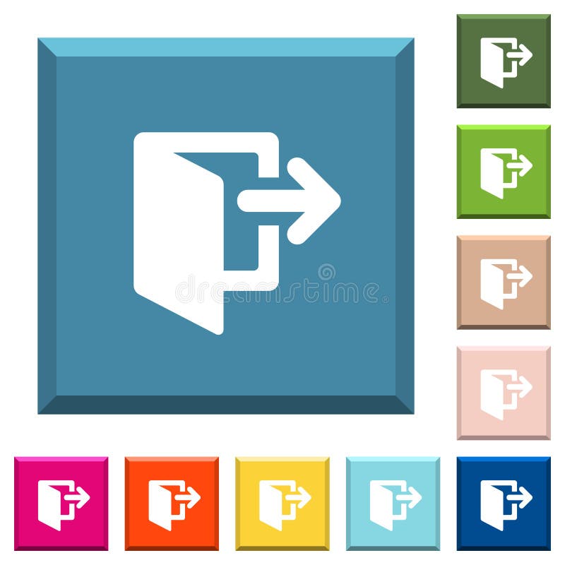 Exit White Icons on Edged Square Buttons Stock Vector - Illustration of ...