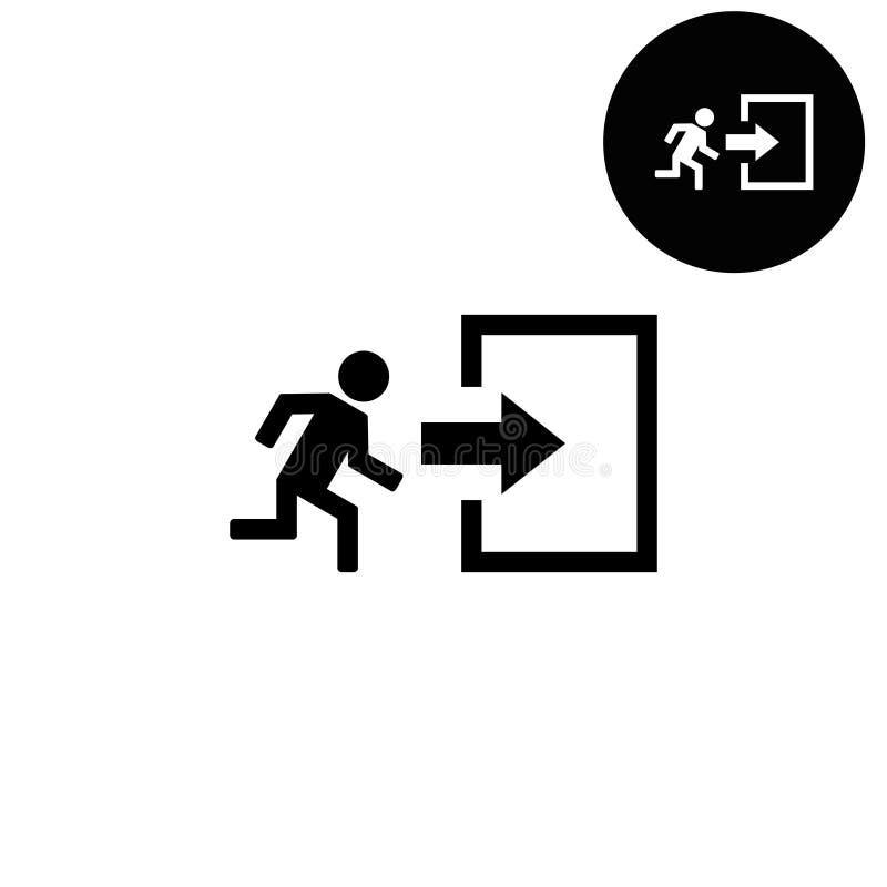 Exit - white vector icon stock vector. Illustration of evacuation ...