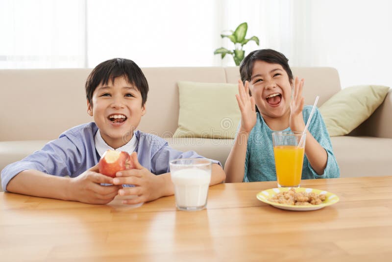 Exited children stock photo. Image of asian, girl, home - 65343526