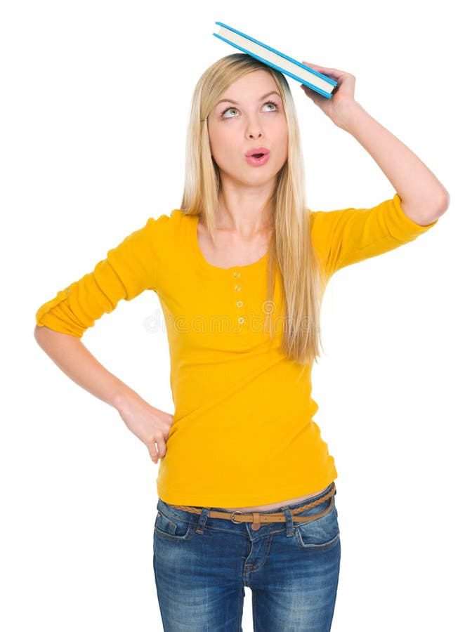 Exited Student Girl with Book Got Idea Stock Photo - Image of blond ...