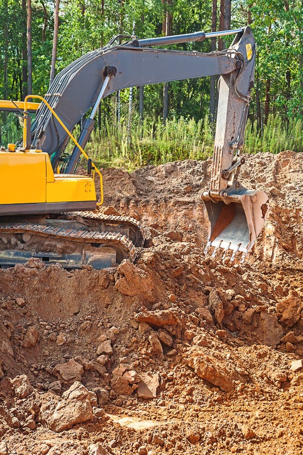 Excavator in work stock photo. Image of industry, digging - 30777244
