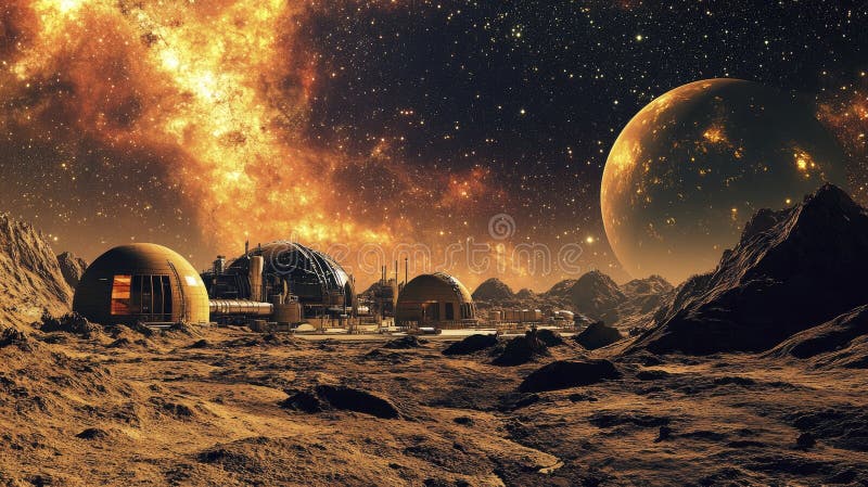 An Exo Planet Base with Modern Facilities Under a Beautiful Star-filled ...