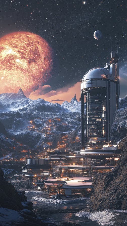 An Exo Planet Base with Modern Facilities Under a Beautiful Star-filled ...