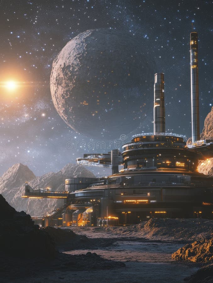 An Exo Planet Base with Modern Facilities Under a Beautiful Star-filled ...